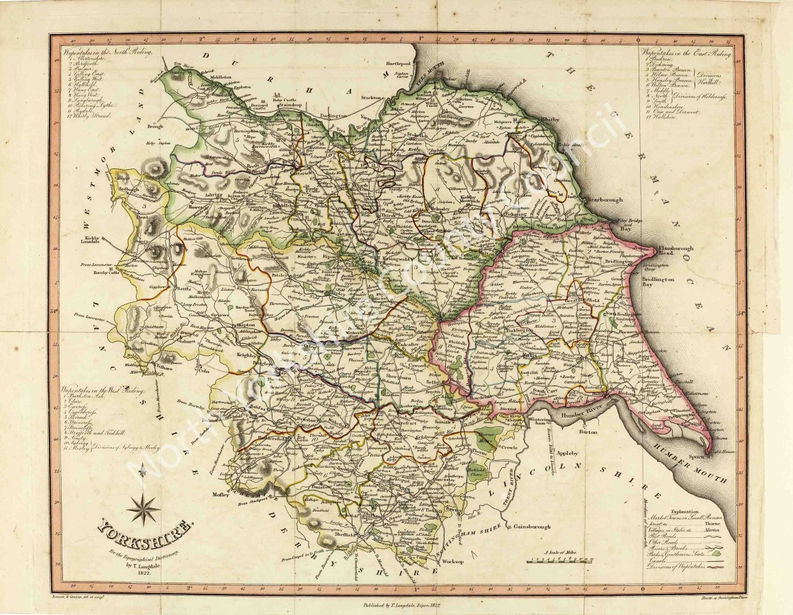 Historic Map Of Yorkshire 1822